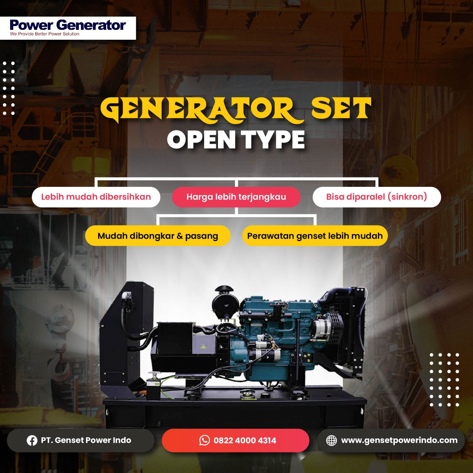 MENGENAL GENSET OPEN TYPE – GENSET POWER INDO